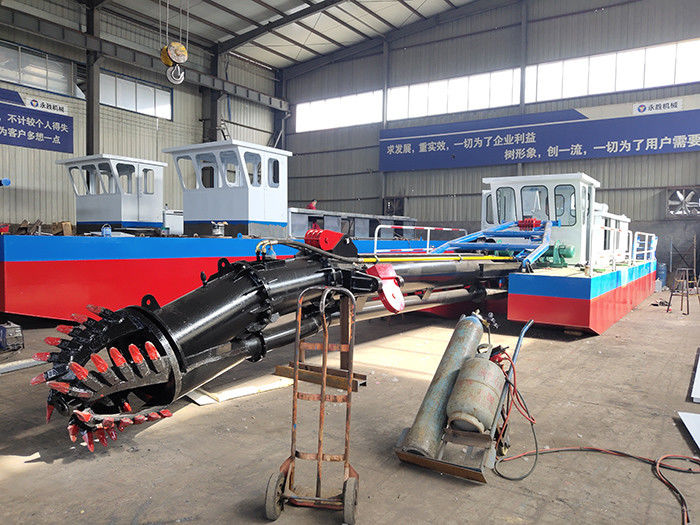 River Dredging 100cbm/H Sand Dredger Red Color 16kw mud dredging boat
